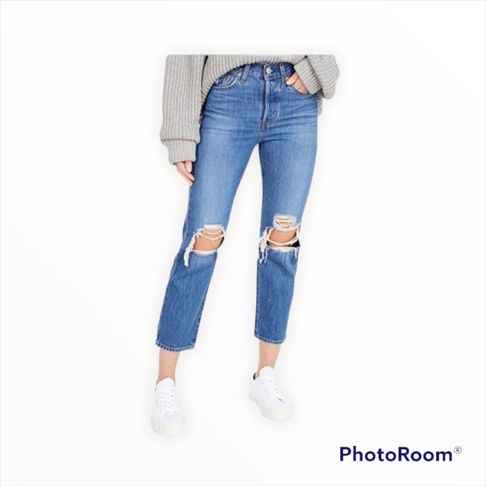 Levi’s Premium Denim Wedgie Fit Distressed Straight J… - Gem